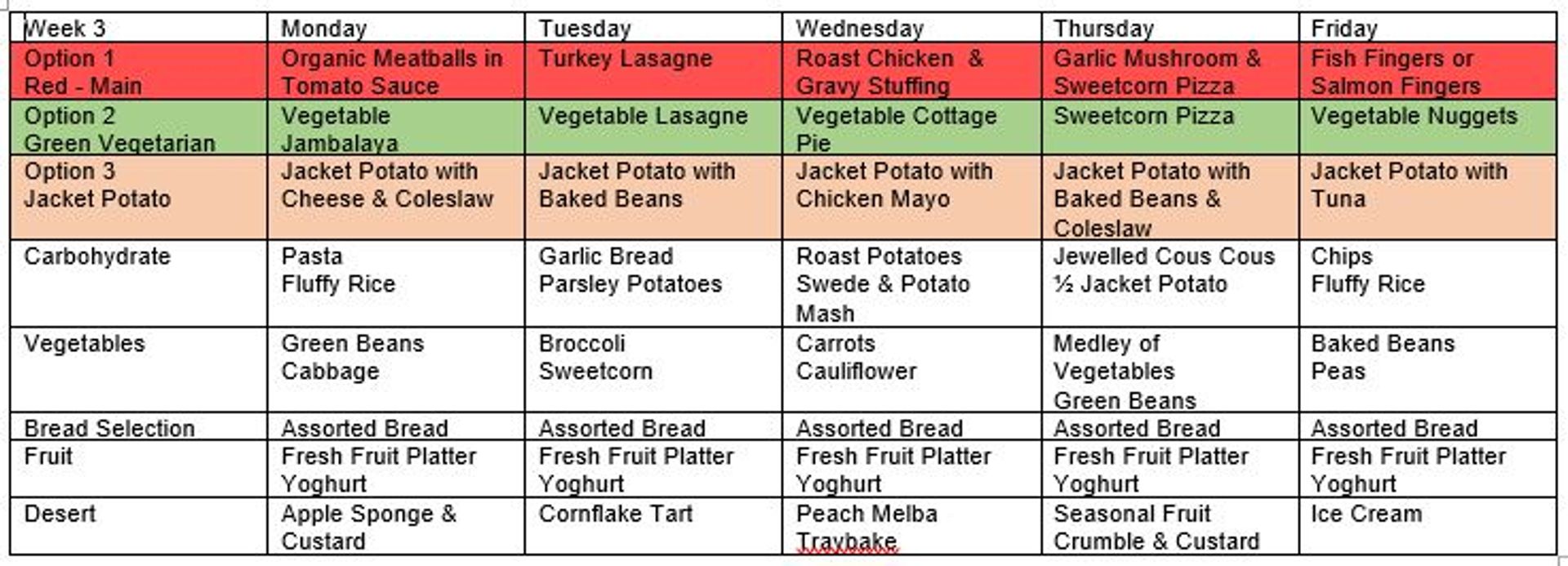 Lunch Time Menu | Ibstock Junior School