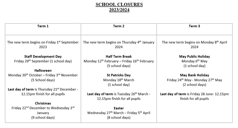 Dates | Harberton Special School