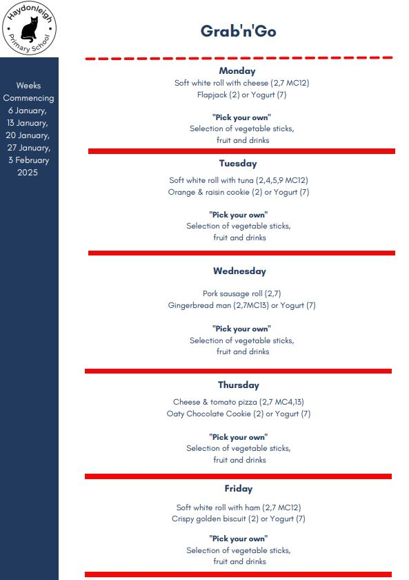 School Menu | Haydonleigh Primary School